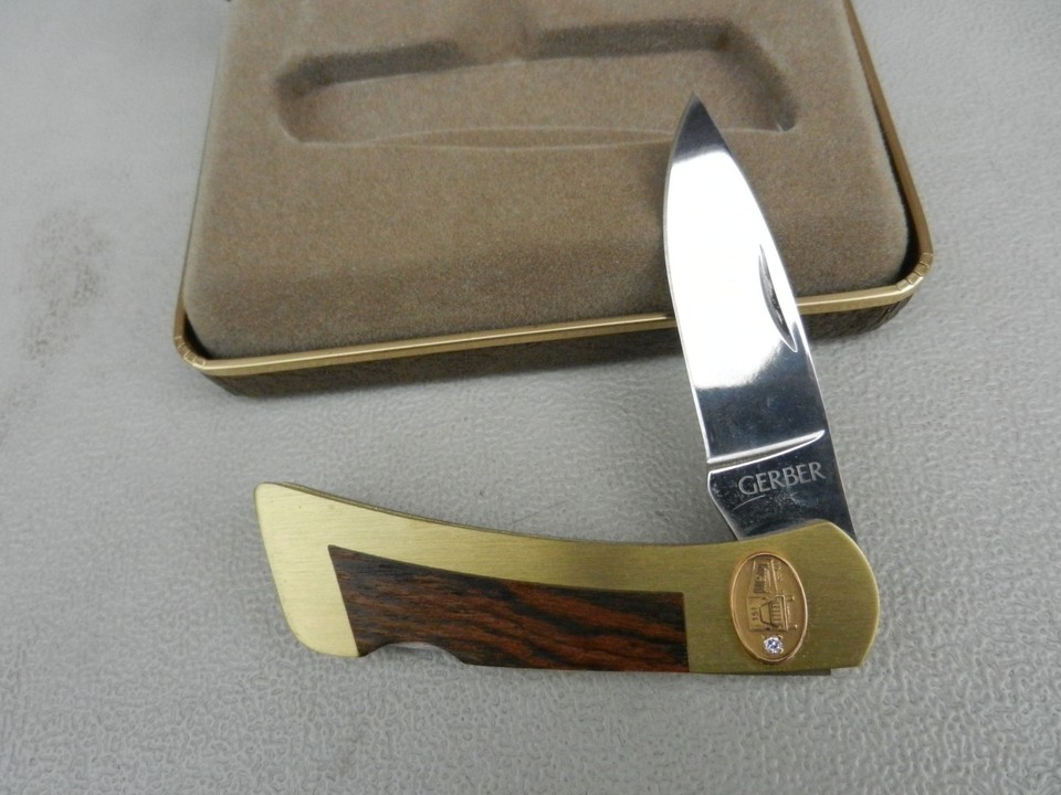 New Gerber Sportsman Knife W/ 10K Gold/Diamond Emblem Portland Or ...