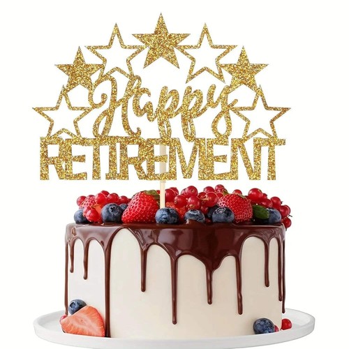 Star Happy Retirement Cake Topper Officially Retired Cupcake Topper ...