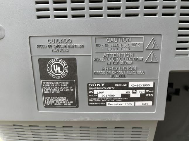 Sony CRT KD-36XS955 Trinitron Wega | eBay