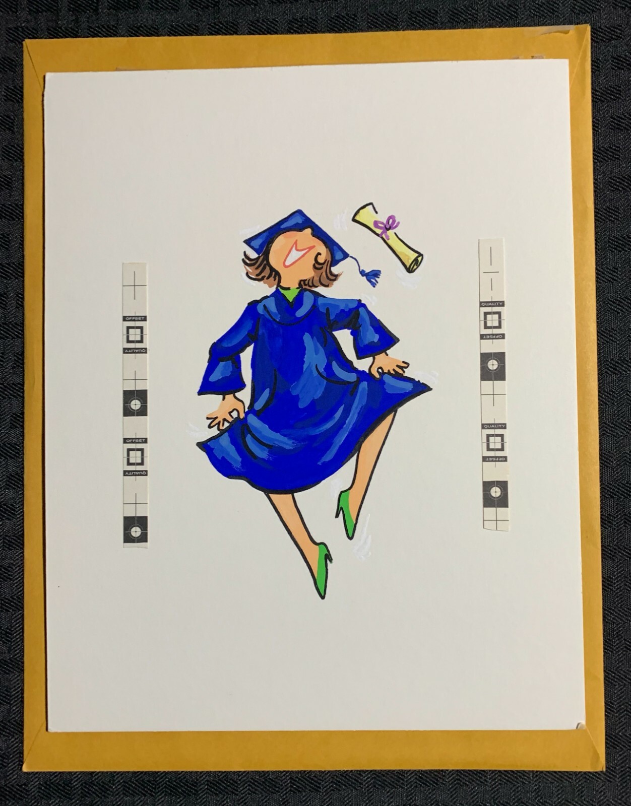 GRADUATION Girl Graduate Skipping 8x10" Greeting Card Art #G-4427 | eBay