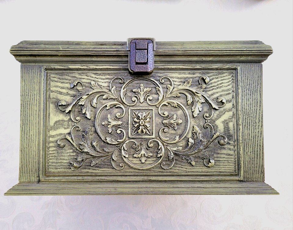 Mid Century MAX KLEIN SEWING BOX W/ REMOVABLE TRAY! AVOCADO COLOR | eBay