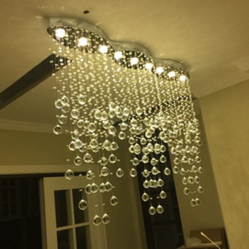 LED Modern Clear Rain Drop Ceiling Crystal Chandelier Lighting for ...