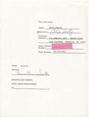 1976 CRAIG FERTIG Oregon State Football TV Show Appearance SIGNED ...