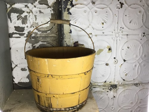 Primitive Antique Mustard Color Wood Pail Collectible, Farm Decor, Home ...