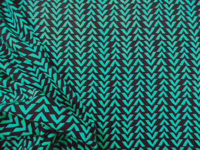 Discount Fabric Challis Rayon Apparel Chevron Teal Green Black F33 | eBay