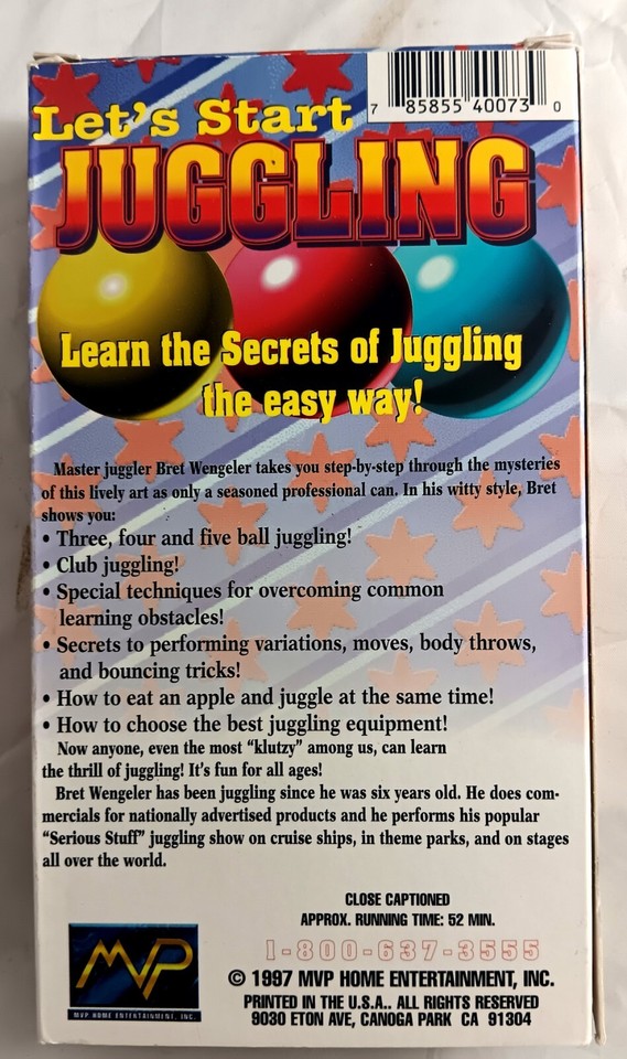 Let's Start Juggling Amazing Tricks By Brett Wengeler On Vhs ...