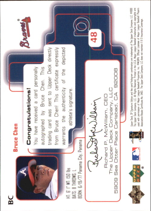 1999 SP Signature Certified Autograph #BC Bruce Chen - NM-MT | eBay