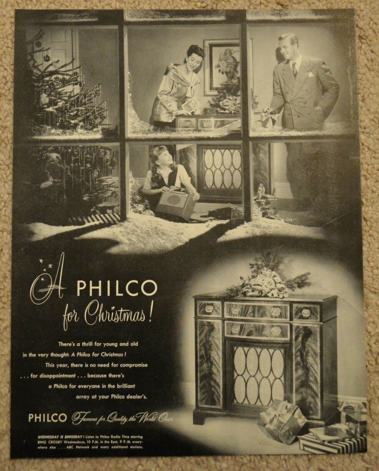 1948 Philco Radio Console Phonograph Cabinet Print Ad Christmas Tree ...