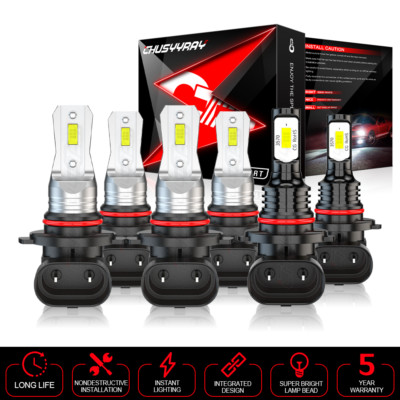 For 2006-2010 Jeep Commander 6X LED Headlights Hi/Lo fog Lights Bulbs ...