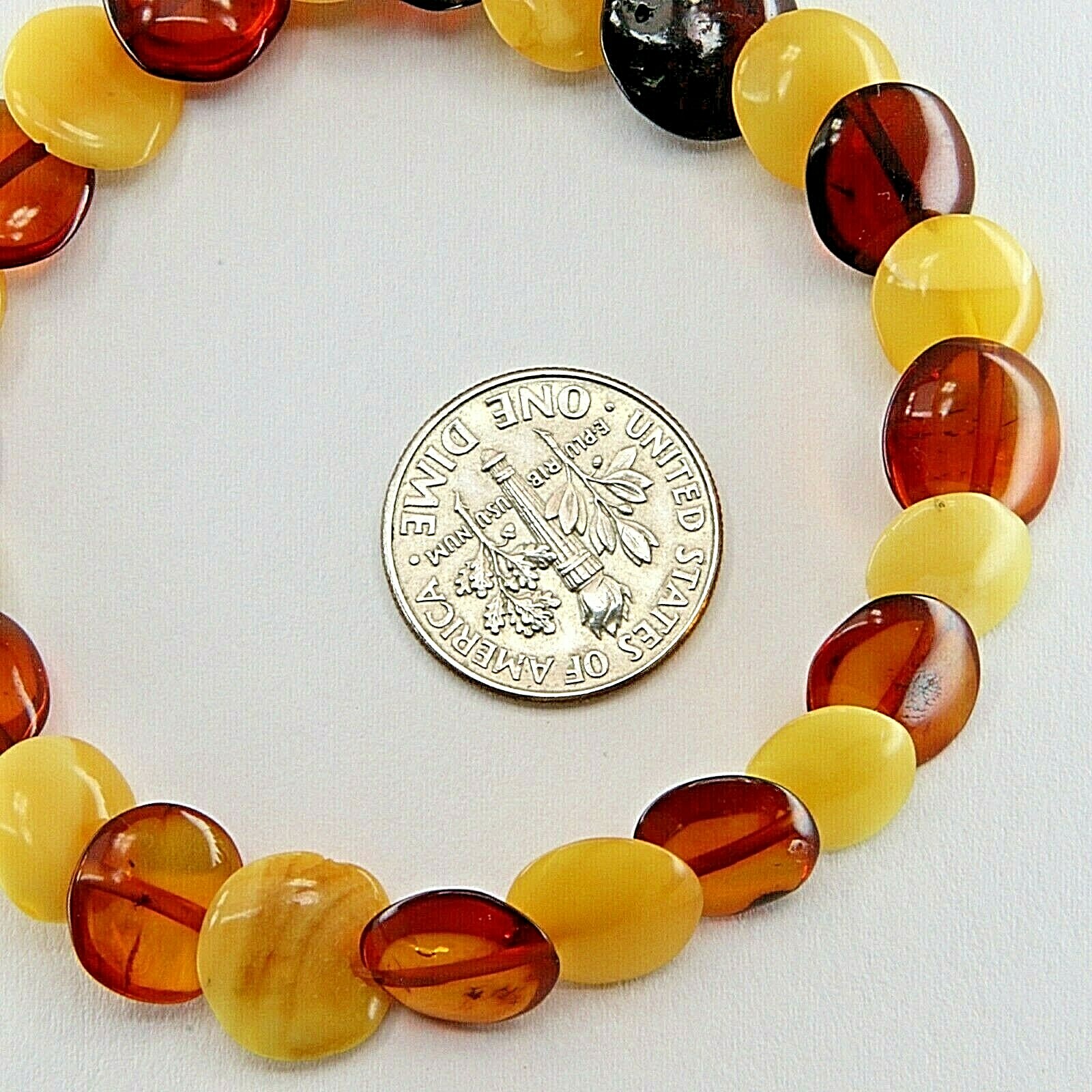 Natural and Genuine Multi-Color BALTIC AMBER Stretch Bracelet Lithuania ...