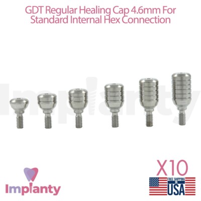 10x GDT Regular Healing Cap 4.6mm Normal Platform For Standard Int Hex ...