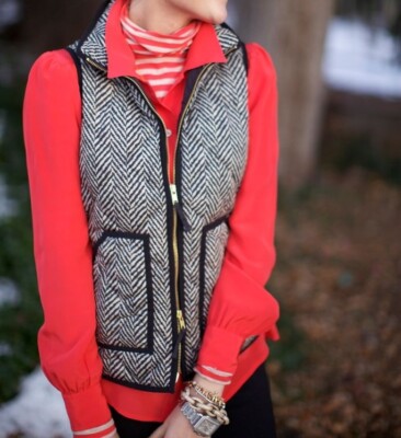 J. Crew Excursion Herringbone Puffer Vest Small | eBay