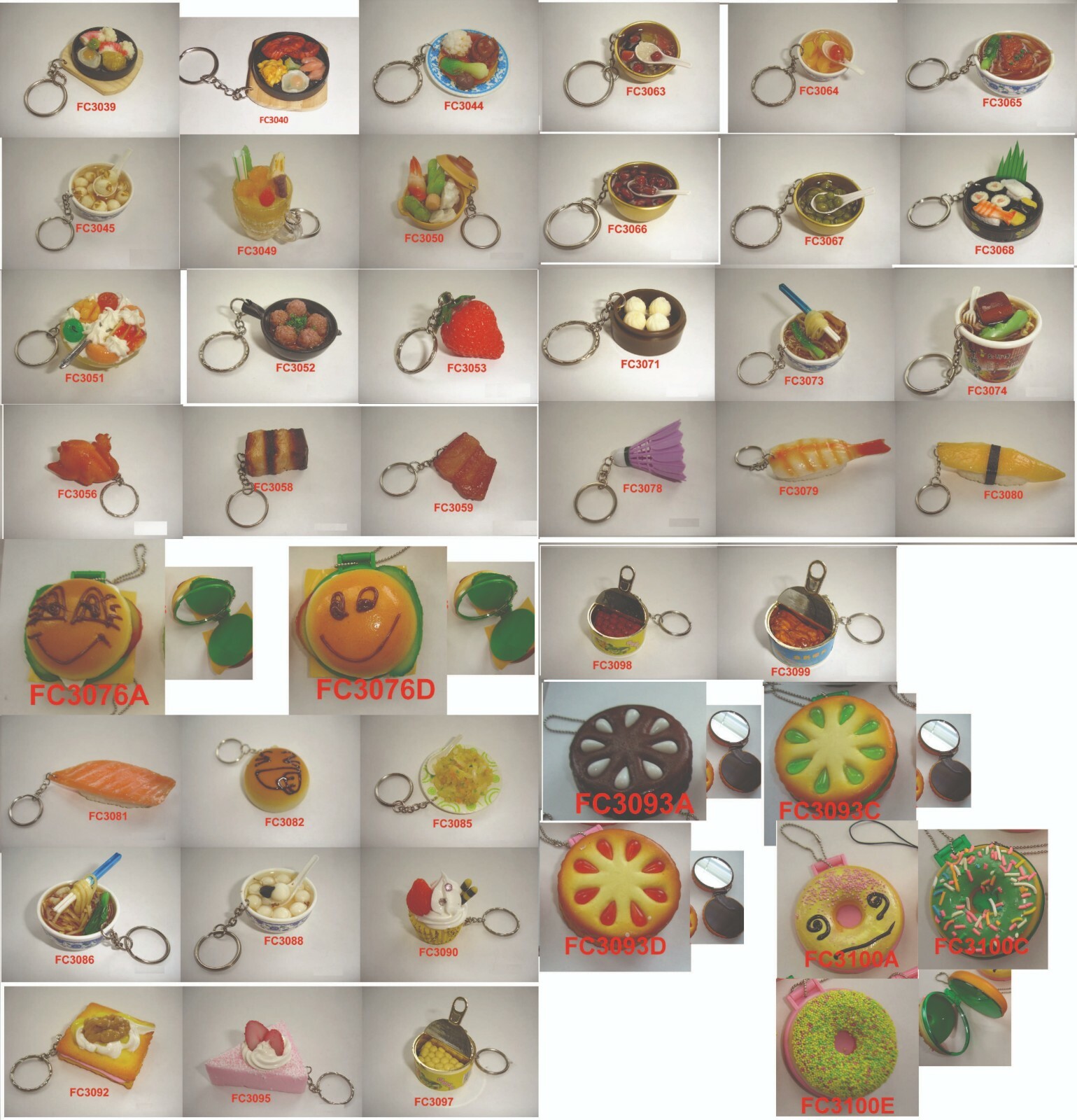 Fun and Cute Food Key Chain (Price is for 5 Key Chains) | eBay