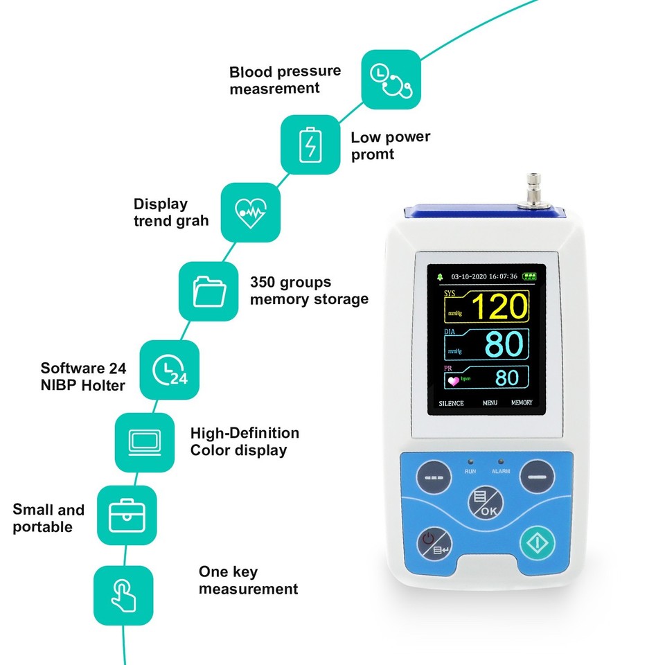 Blood Pressure Monitor 24 Hour Recording Ambulatory NIBP Holter ...