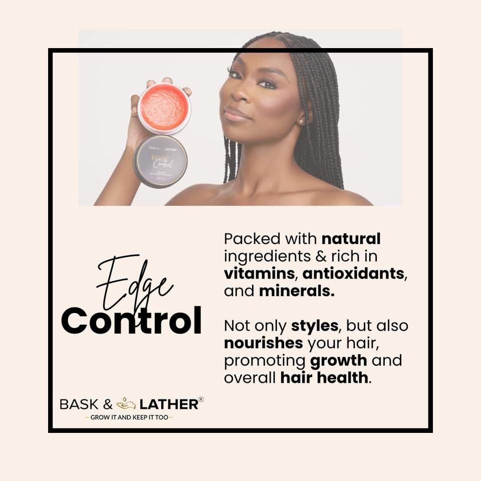 BASK and LATHER Strong Hold Edge Control Gel with Castor Oil, Non ...