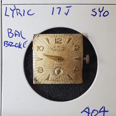 MENS LYRIC WATCH MOVEMENT 17J SYO #404 | eBay