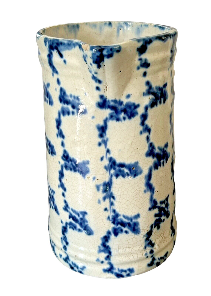 19th Century Antique Decorated Pattern Design Spongeware 9" Water ...