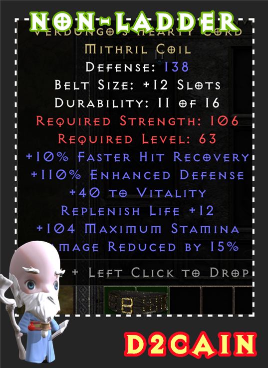 Diablo 2 D2R SC⭐️Non-Ladder⭐️Verdungo's Hearty Cord Belt⭐️PC/SWITCH/PS ...