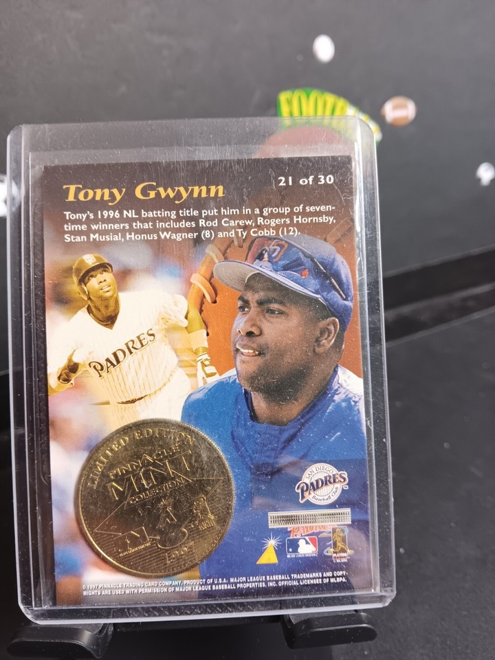 1997 Pinnacle Mint Baseball Tony Gwynn #21 Card & Coin San Diego Padres ...