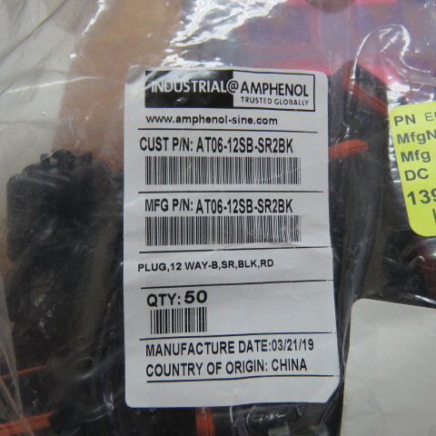 amphenol AT06-12SB-SR2BK Qty of 10 per Lot 12 position Rectangular ...