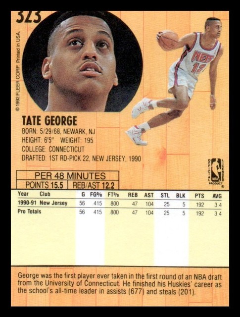 1991-92 Fleer - #323 Tate George for sale online | eBay