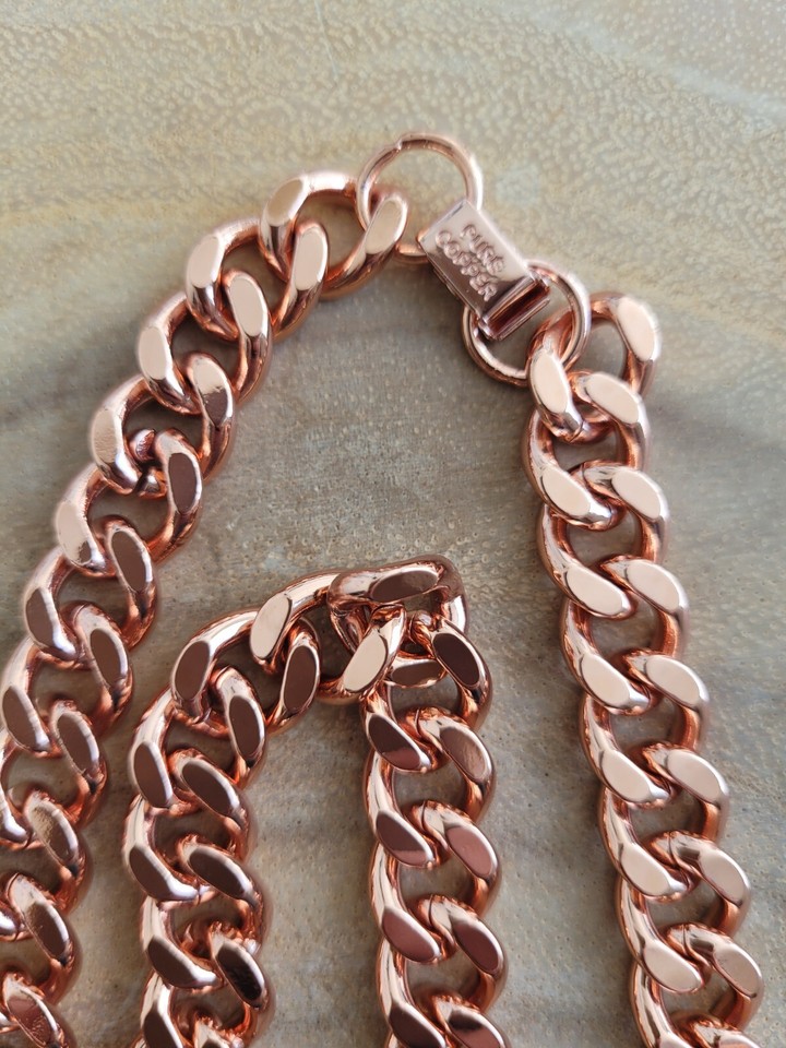 Pure Solid Copper Cuban Chain Necklace Curb Link Rider Arthritis 24 ...