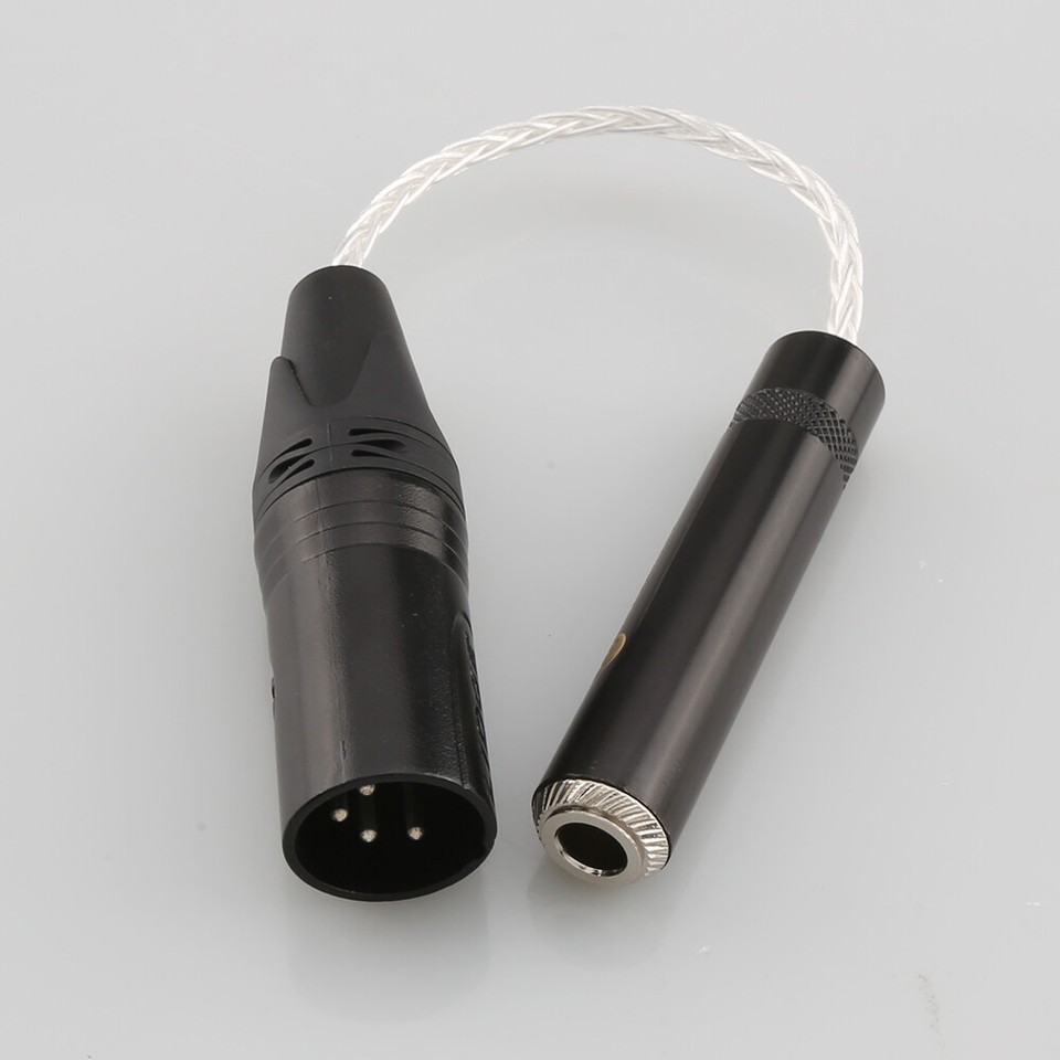 7N OCC Silver Plated 4Pin XLR Male to 6.35mm Female Audio Adapter ...