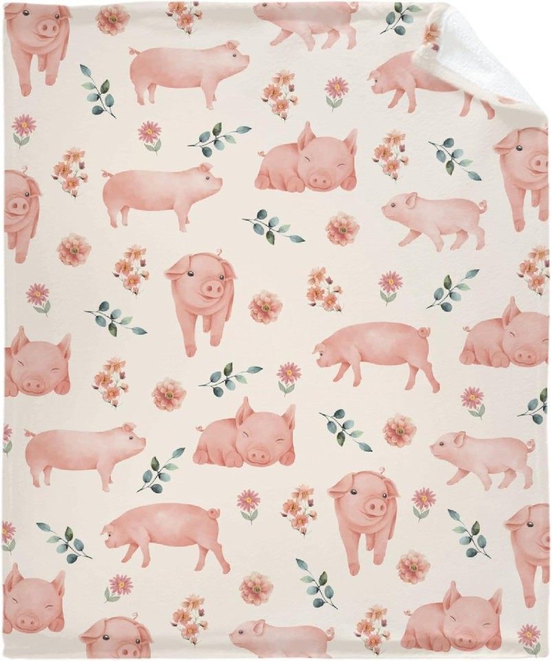 Pig Throw Blanket is Super Soft and Warm,The Lightweight 40x50for Kids ...