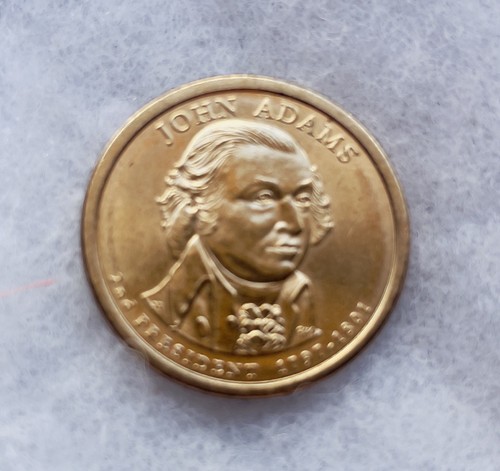 2007 D John Adams $1 One Dollar Golden Colored Presidential Coin 2nd ...