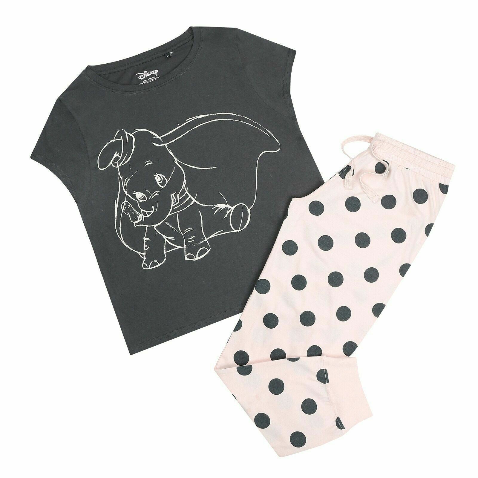 Disney Ladies Pyjamas Sketch Dumbo PJs Set Grey/Pink S-XL Official | eBay