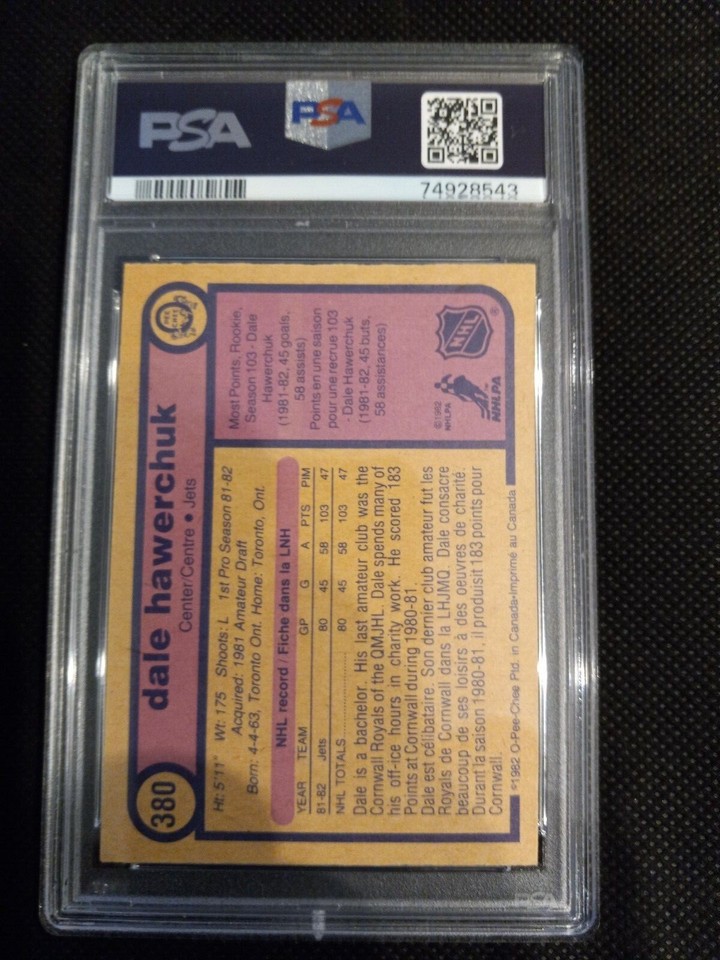 1982-83 O-Pee-Chee OPC Dale Hawerchuk Rookie RC PSA 9 #380 - Graded ...