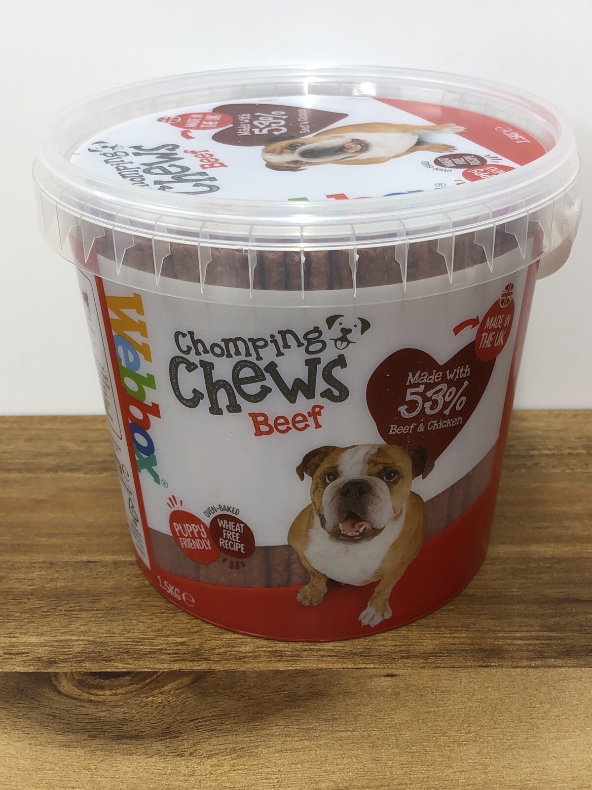 Webbox Chomping Chews 1.5kg Dog Puppy Treat Snack Beef Flavour Re ...