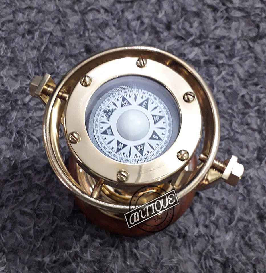 Antique Style Shiny Brass/Golden Compass Nautical Working GPS Titanic ...