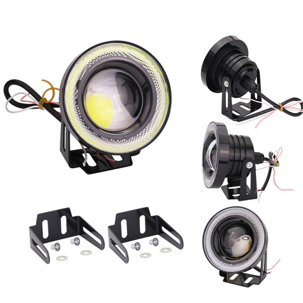 2x 2.5" 20W COB LED Projector Fog Light White Halo Angle Eyes Ring ...