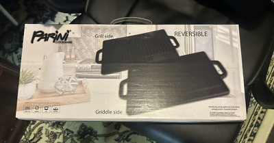 Parini Cookware Double Burner Reversible Preseasoned Cast Iron Grill ...