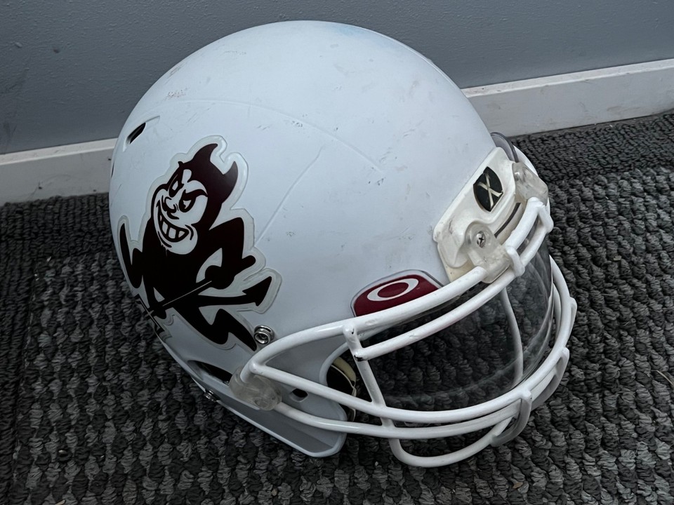 Authentic HS Football Demons 2 Decal Helmet w/Matching Maroon Clear ...