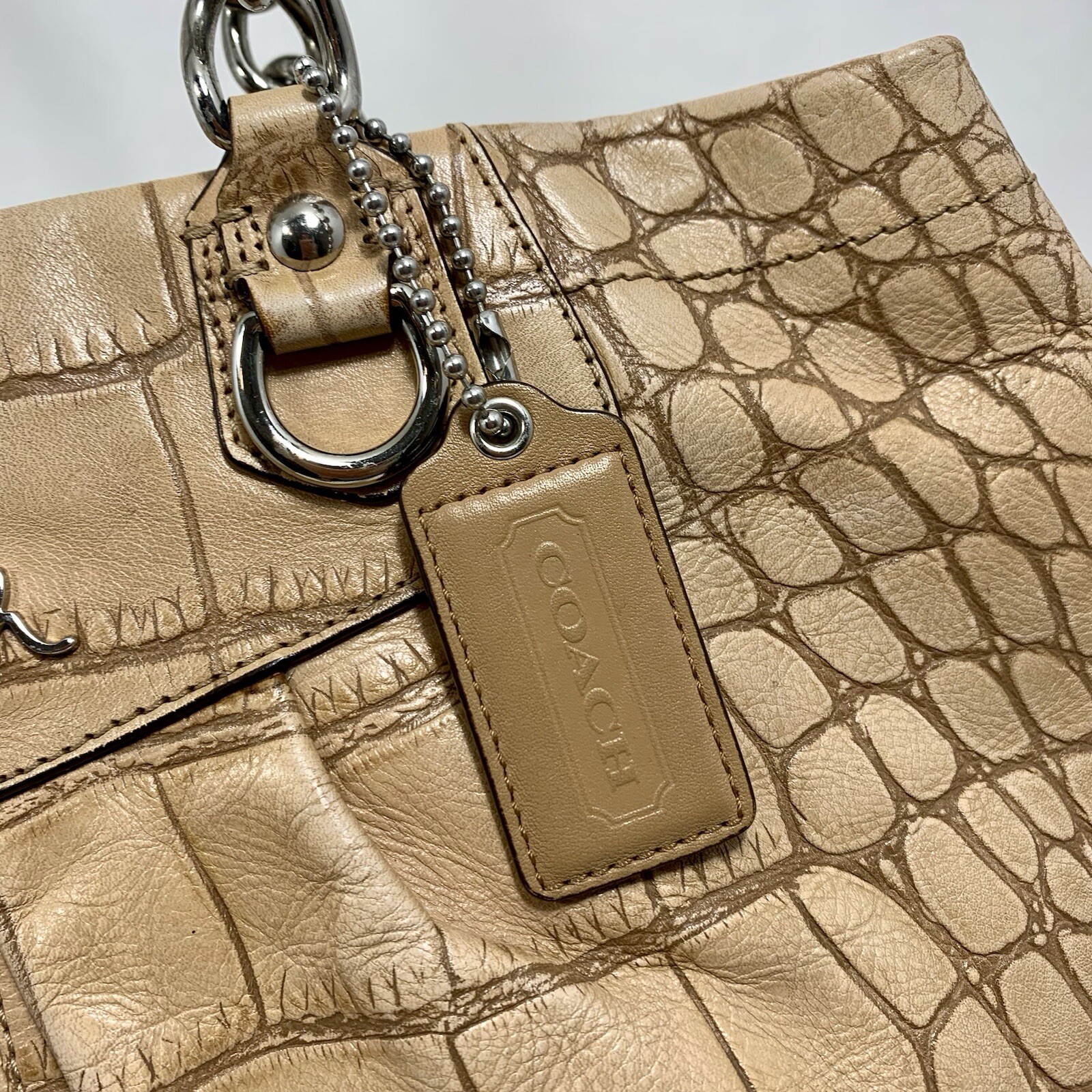 COACH Ashley F17661 Croc Embossed Leather Carry All Tote Bag Purse ...