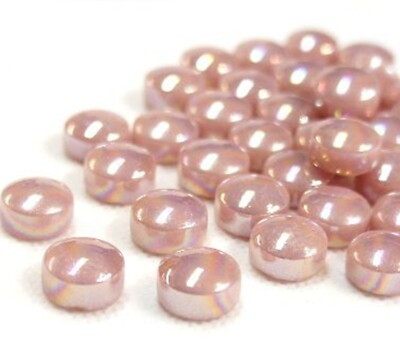 Pearlized Rose Pink Round Glass Dots Glass Mosaic Tiles - 25 tiles -12 ...