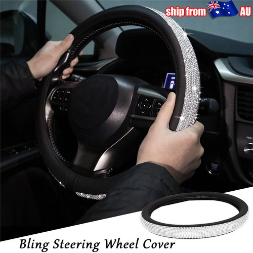 PU Leather Diamond Steering Wheel Cover Diamante Sparkle Bling Crystal ...