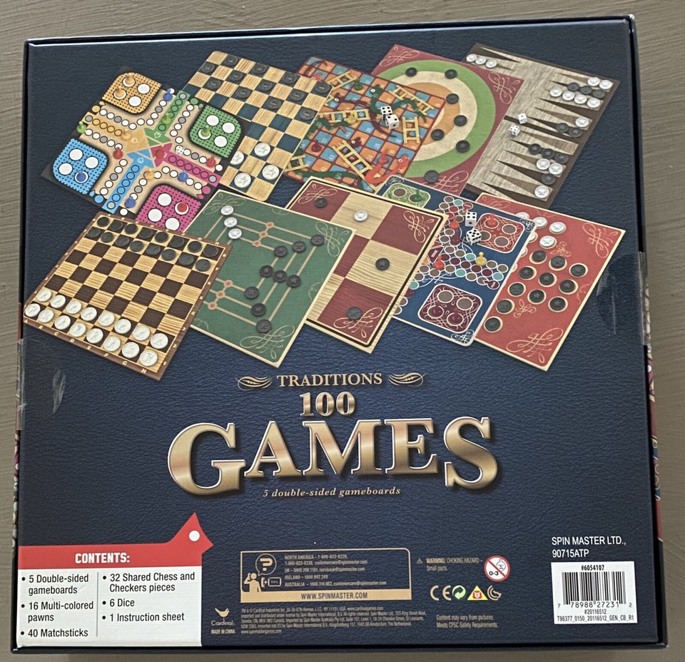 New Sealed Traditions 100 Games 5 Double-Sided Gameboards Chess ...