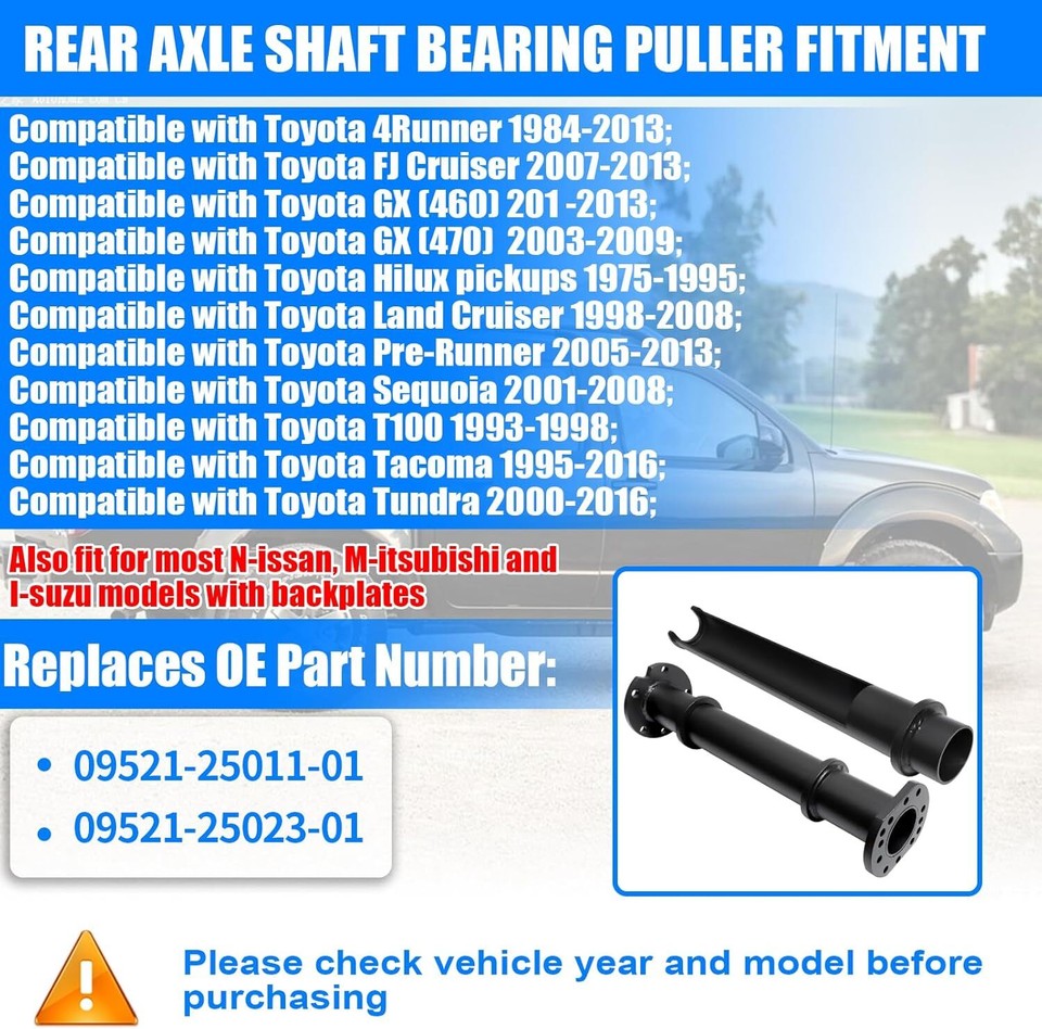 2pc Rear Axle Bearing Removal Puller Tool 09521-25011 for Toyota Truck ...