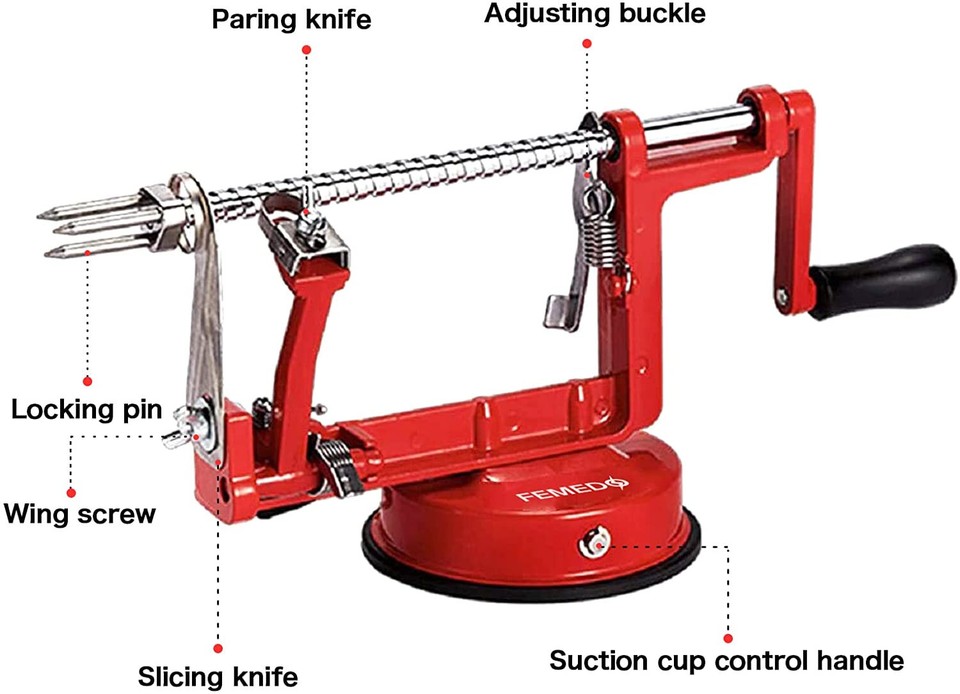 Apple Peeler Fruit Slicer Corer with Stainless Steel Blades and Suction ...