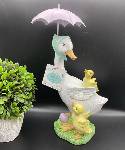 COTTONTAIL LANE Easter Mama Duck & Ducklings Umbrella Spring Figurine ...