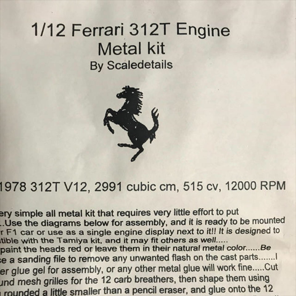 Ferrari 312T Engine Metal Kit 1/12 from Scaledetails Rare from Japan | eBay