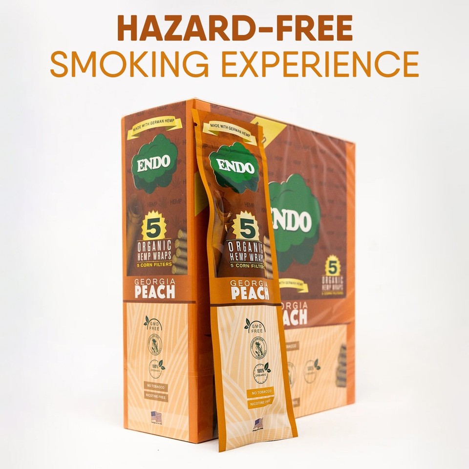 Endo Wraps Georgia Peach flavored organic cones- 5 Per Pack, 15 Packs ...