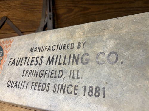 Antique Feed Store Sign Faultless Chicken Poultry Feeder Corn ...