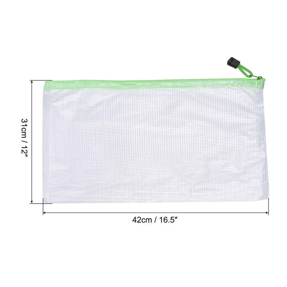 12 Pcs Mesh Zipper Bags, A3 Plastic Zip File Pouch Document Folders ...