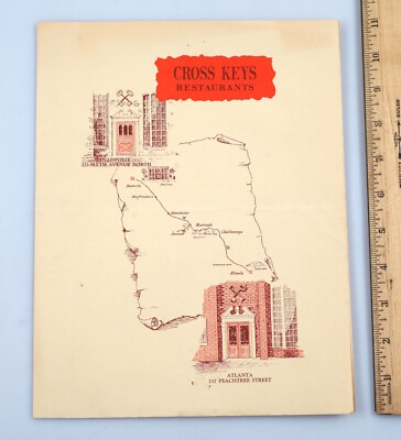 Vintage 1953 Cross Keys Restaurants Menu Atlanta | eBay