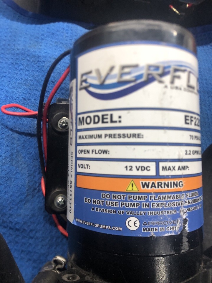 Everflo EF2200 Electric Liquid Pump-Max Pressure 70psi-2.2 GPM-12V DC 8 ...