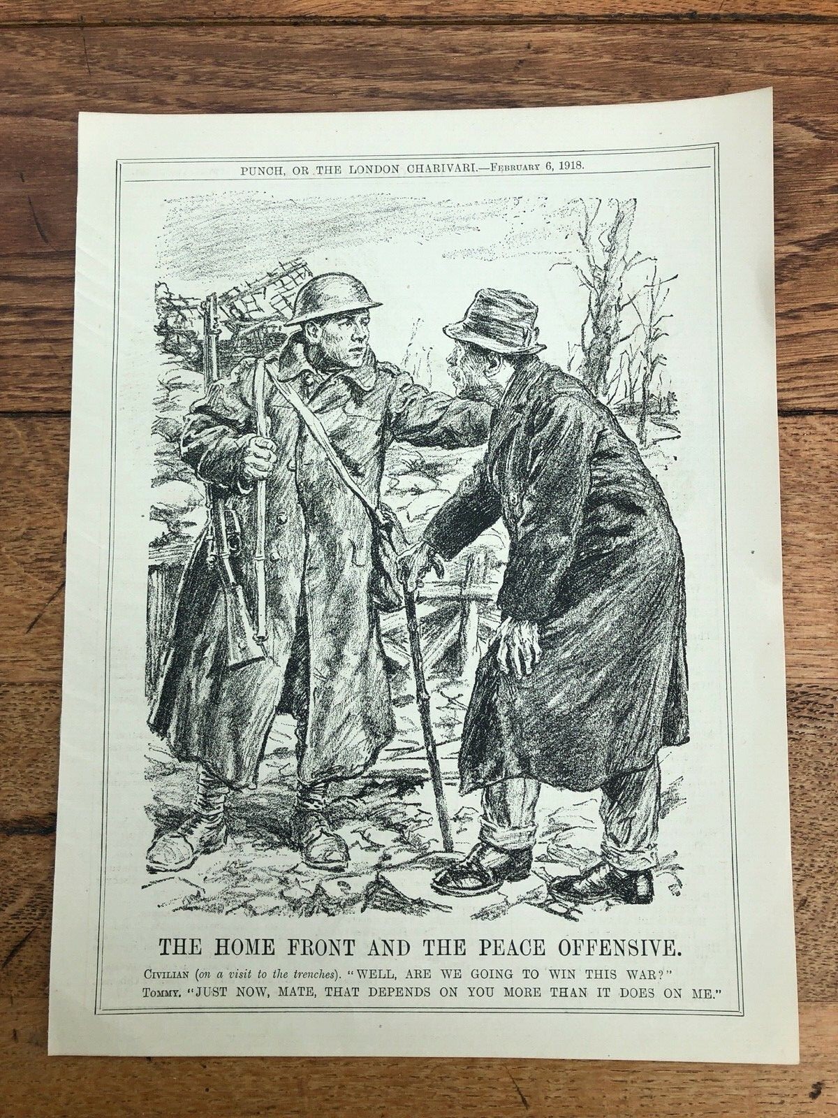 1918 cartoon print " the home front and the peace offensive " civillian ...